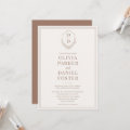 Elegant Crest Mocha Brown Modern Wedding Invitation | Zazzle