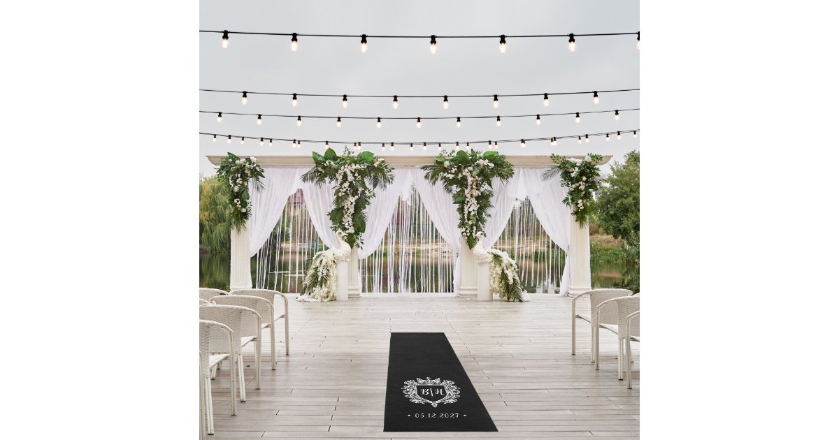 Elegant Crest Wedding Aisle Runner area rug | Zazzle