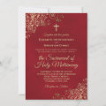 Elegant Crimson Red & Gold Modern Catholic Wedding Invitation | Zazzle
