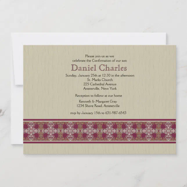 Elegant Cross Border Religious Invitation | Zazzle