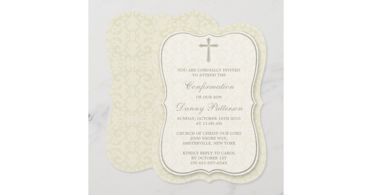 Elegant Cross Holy Communion Or Confirmation Invitation | Zazzle