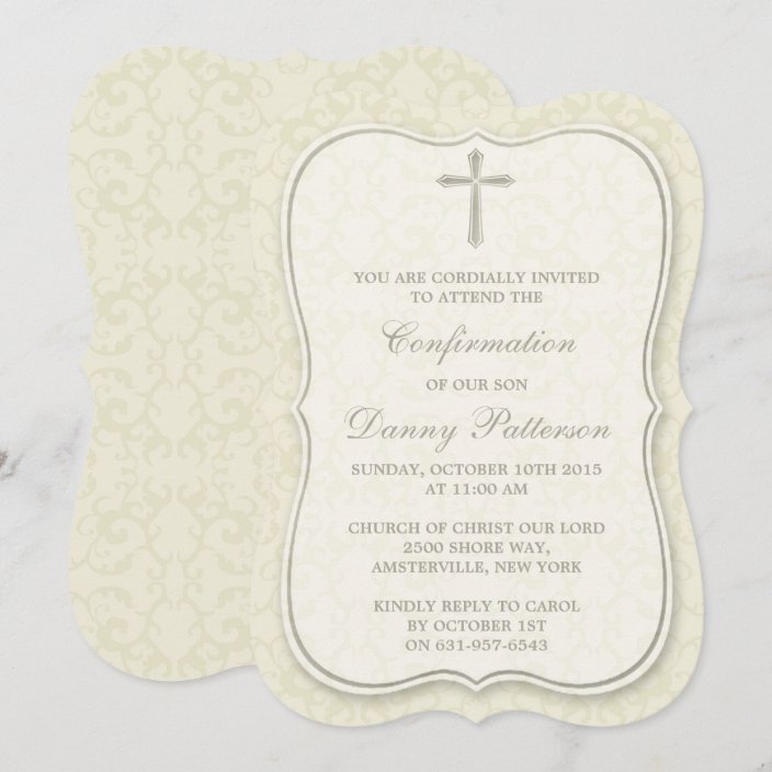 Elegant Cross Holy Communion Or Confirmation Invitation | Zazzle.com