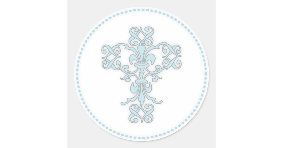 Elegant Cross in Blue Classic Round Sticker | Zazzle