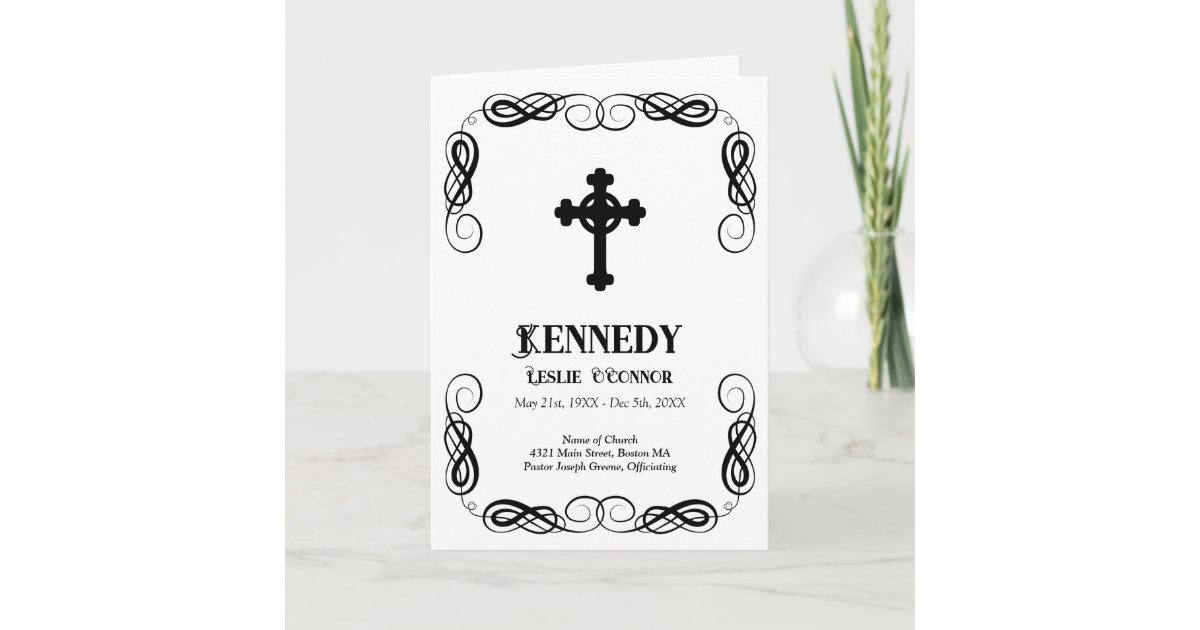Elegant Cross Ornate Frames Funeral Program | Zazzle