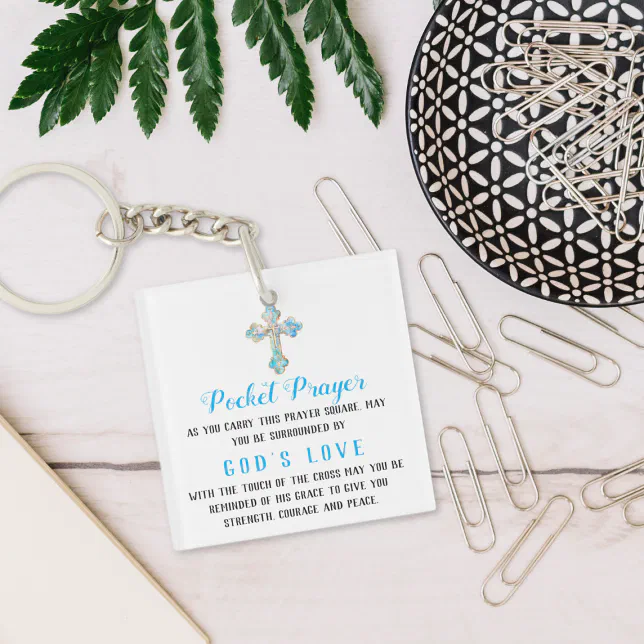 Elegant Cross | Pocket Prayer Keychain | Zazzle