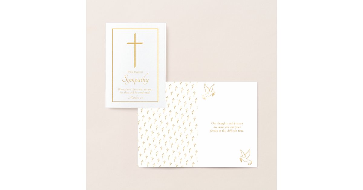Elegant Cross Sympathy Foil Card | Zazzle