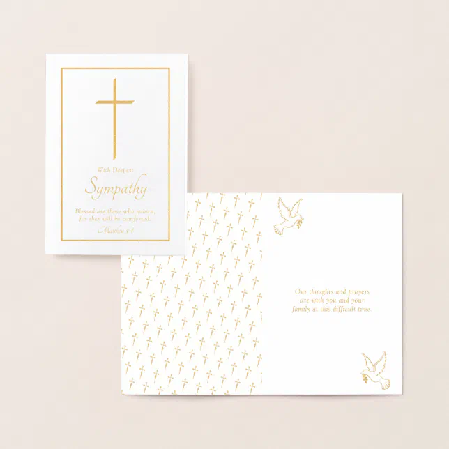 Elegant Cross Sympathy Foil Card | Zazzle