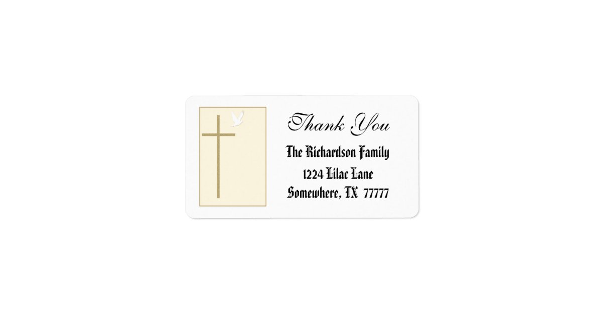 Elegant Cross Thank You Label | Zazzle