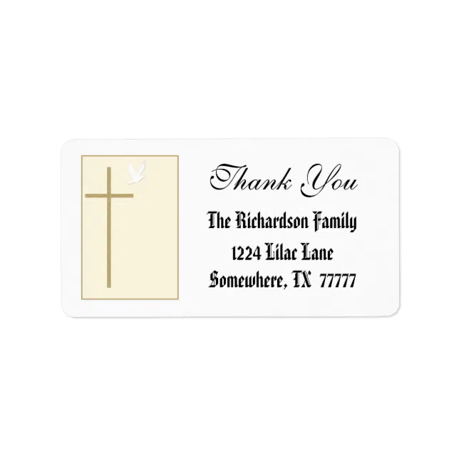 Elegant Cross Thank You Label | Zazzle
