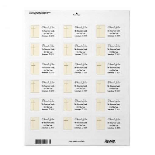 Elegant Cross Thank You Label | Zazzle
