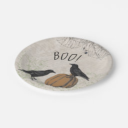 Elegant Crow Halloween Paper Plates | Zazzle