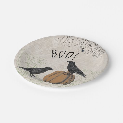 Elegant Crow Halloween Paper Plates | Zazzle