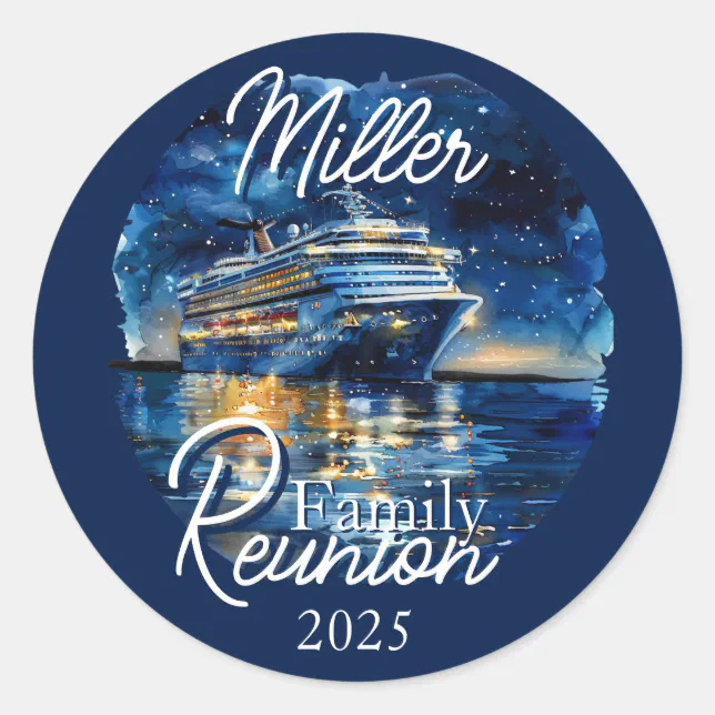 Elegant Cruise Ship Family Reunion Round Sticker | Zazzle