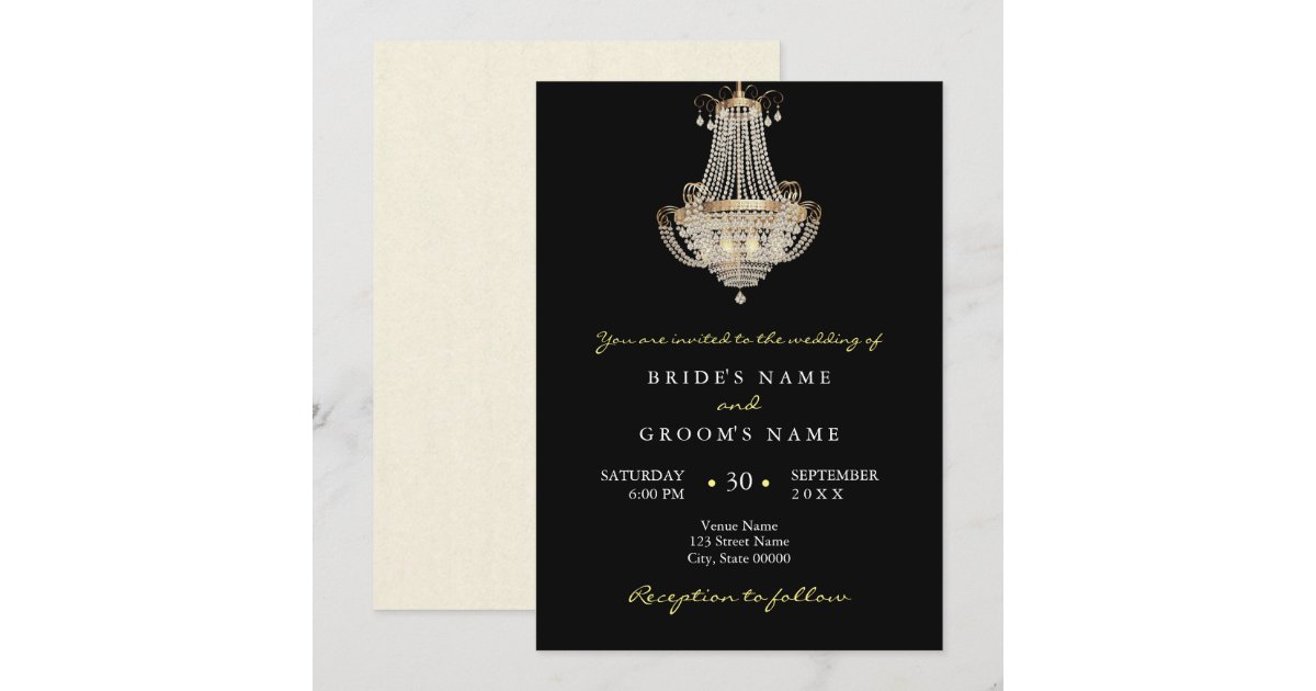 Elegant crystal chandelier wedding invitation | Zazzle