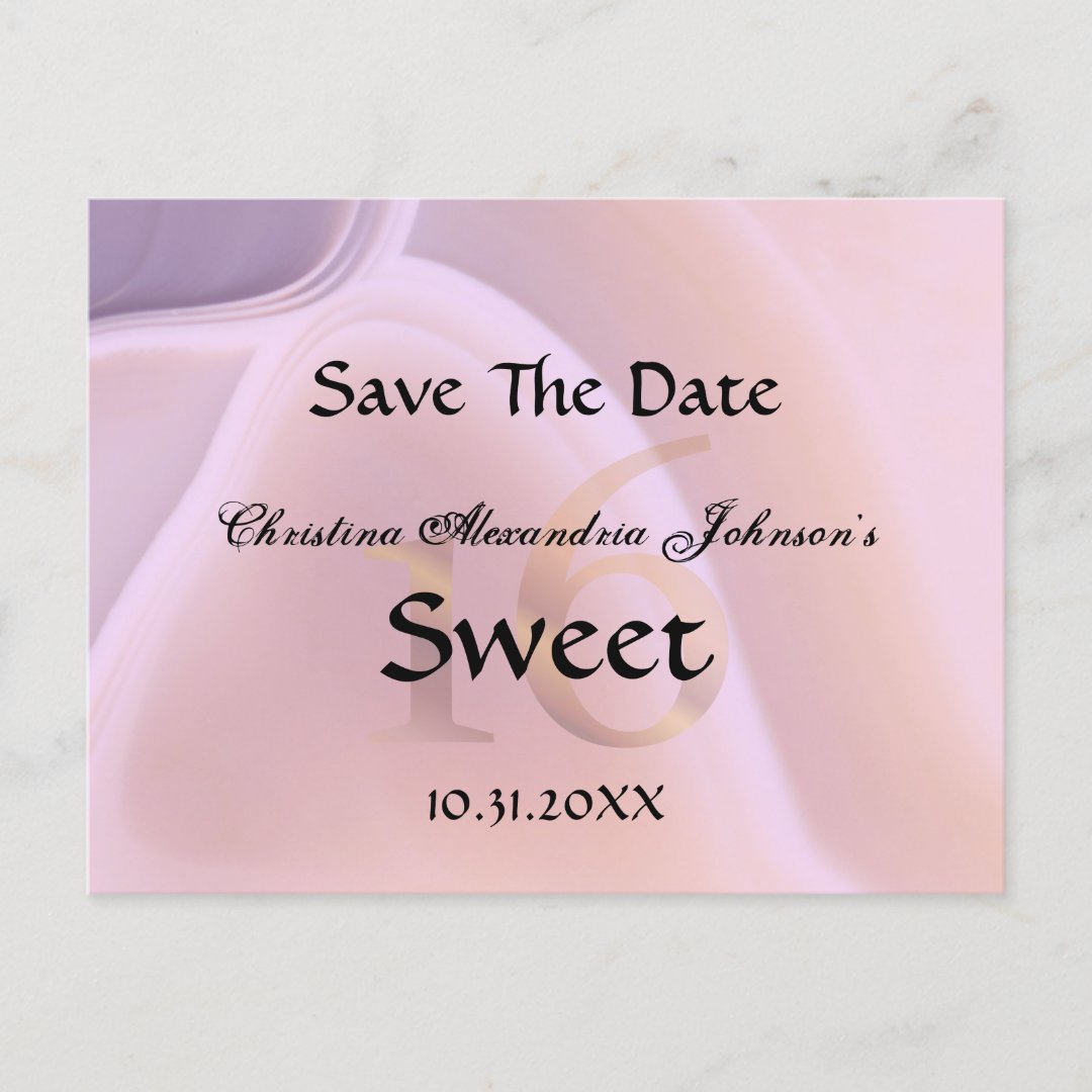 Elegant Crystal Pink Sweet 16 Save The Date Announcement Postcard | Zazzle