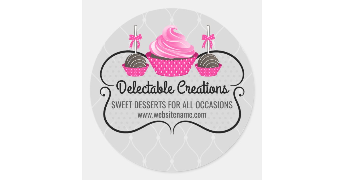 Elegant Cupcake and Cake Pops Bakery Box Seals | Zazzle