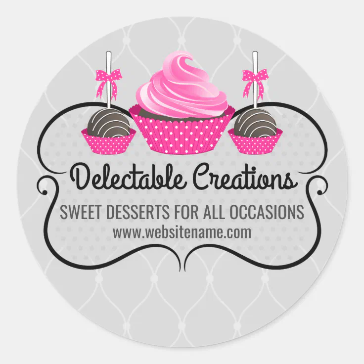 Elegant Cupcake and Cake Pops Bakery Box Seals | Zazzle