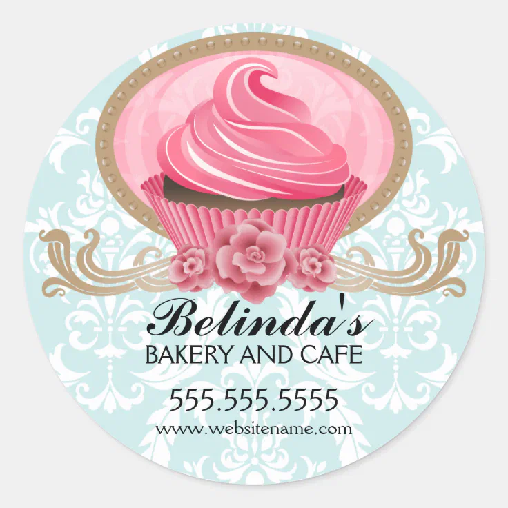 Elegant Cupcake Bakery Box Seal | Zazzle