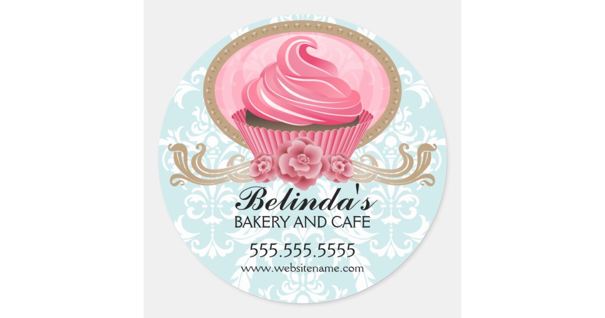 Elegant Cupcake Bakery Box Seal | Zazzle