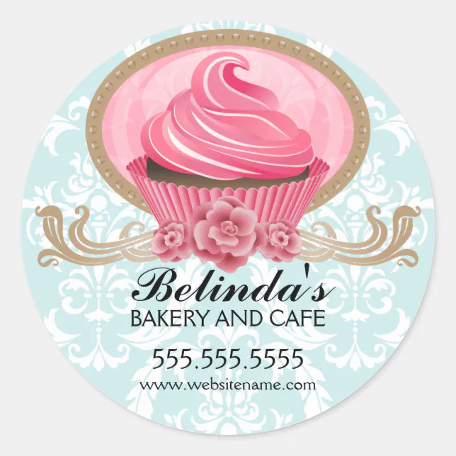 Elegant Cupcake Bakery Box Seal | Zazzle