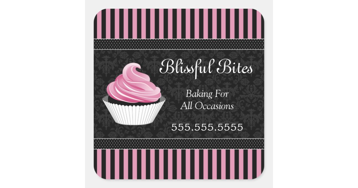 Elegant Cupcake Bakery Box Seal | Zazzle