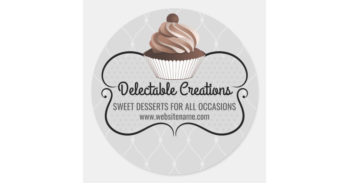 Elegant Cupcake Bakery Box Seals | Zazzle