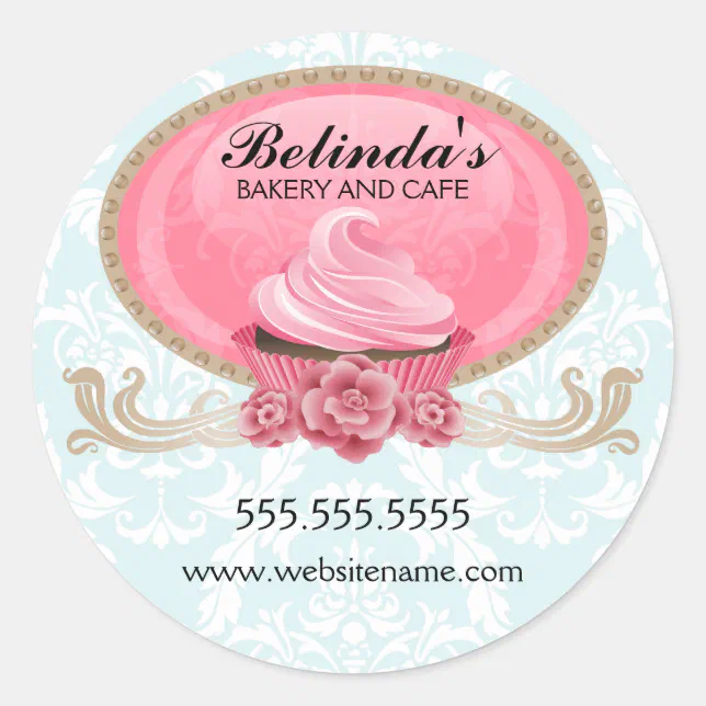 Elegant Cupcake Bakery Box Seals | Zazzle