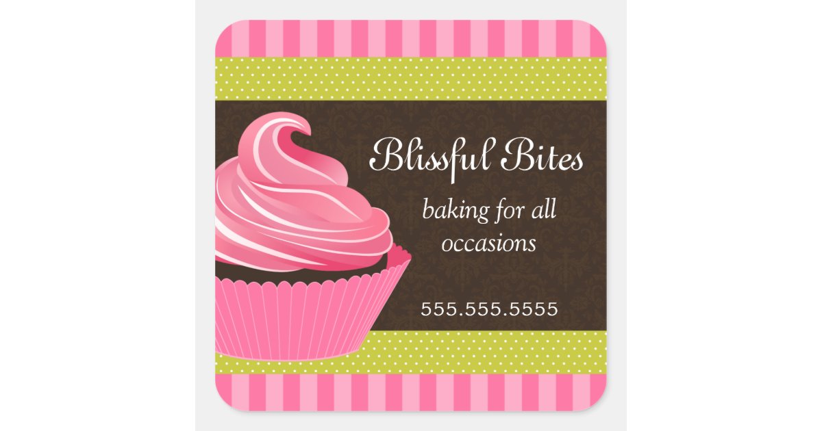 Elegant Cupcake Bakery Box Seals | Zazzle