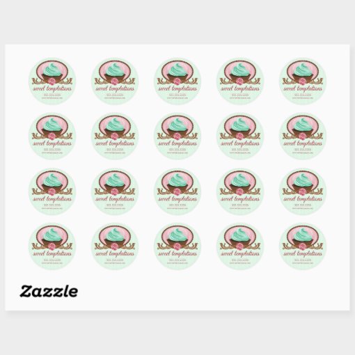 Elegant Cupcake Bakery Box Seals | Zazzle