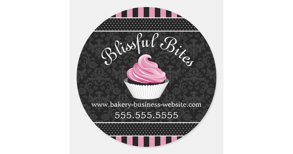 Elegant Cupcake Bakery Box Seals | Zazzle