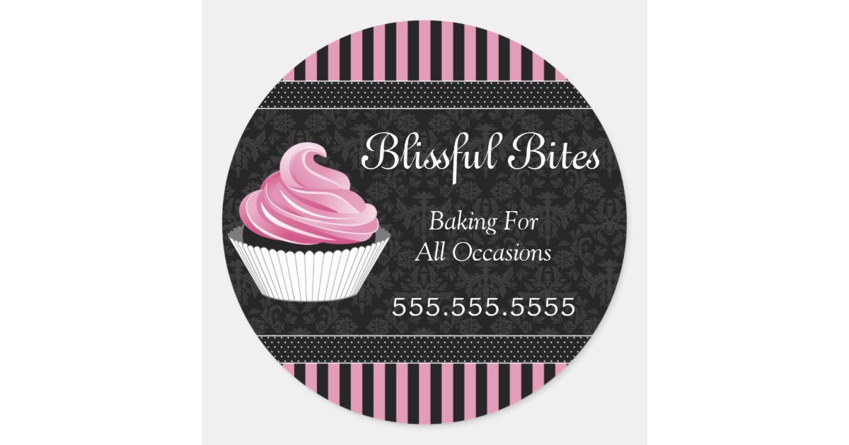 Elegant Cupcake Bakery Box Seals | Zazzle