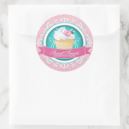 Elegant Cupcake Bakery Box Stickers | Zazzle