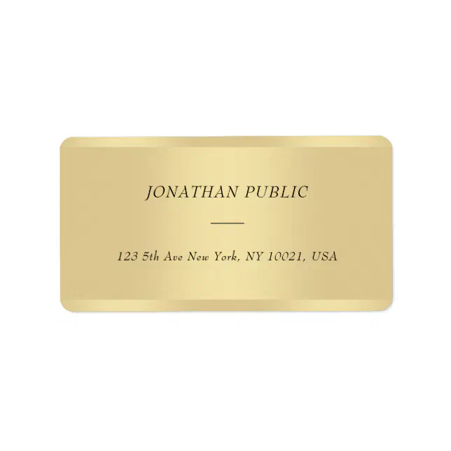 Elegant Cursive Font Name Gold Modern Address Label | Zazzle