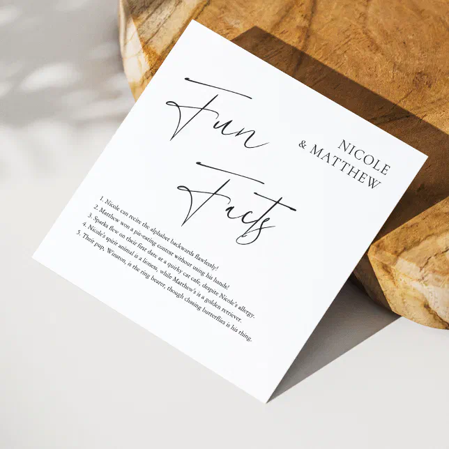 Elegant Cursive Fun Facts Personalized Wedding Napkins | Zazzle