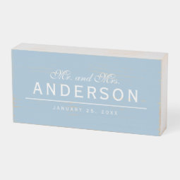 Elegant Cursive Mr and Mrs Family Name Wedding Wooden Box Sign | Zazzle