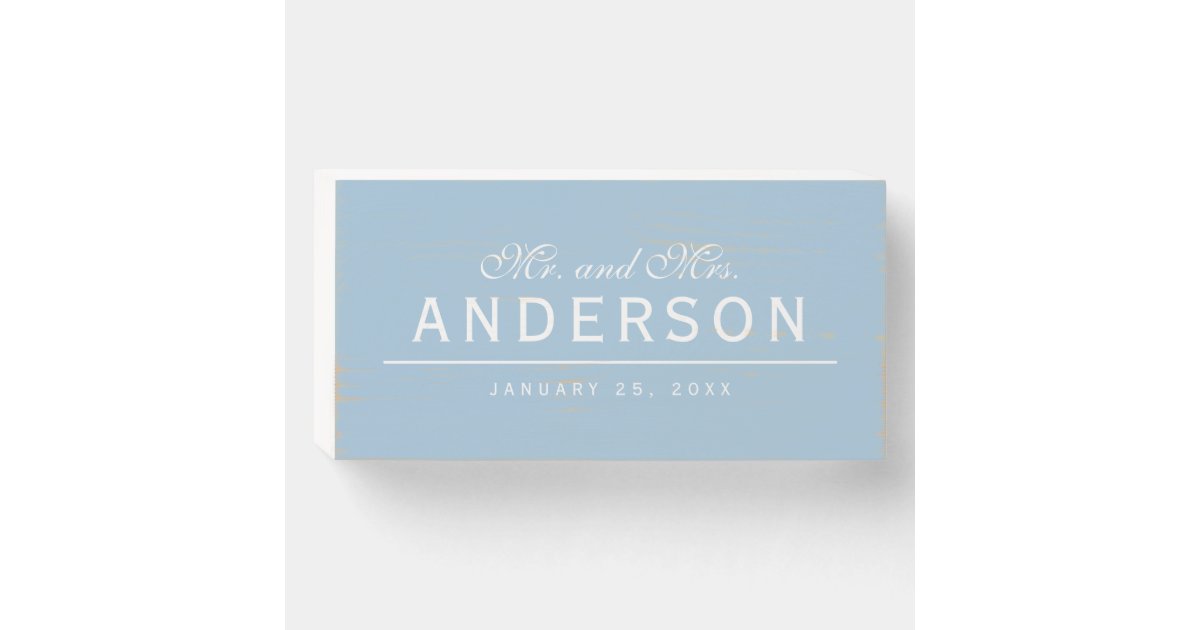Elegant Cursive Mr and Mrs Family Name Wedding Wooden Box Sign | Zazzle