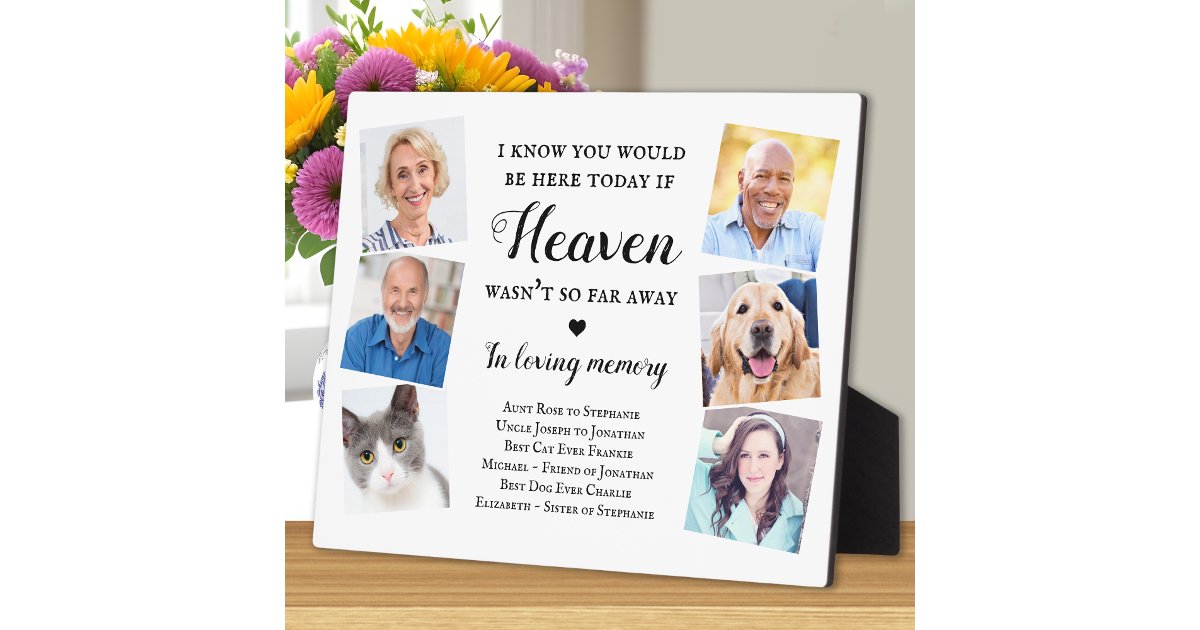 Elegant Custom 6 Photos Heaven Wedding Memorial Plaque | Zazzle