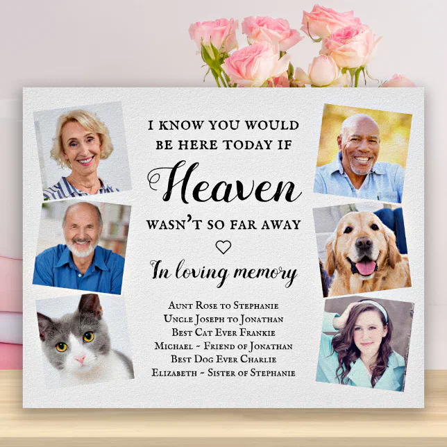 Elegant Custom 6 Photos Heaven Wedding Memorial Poster | Zazzle