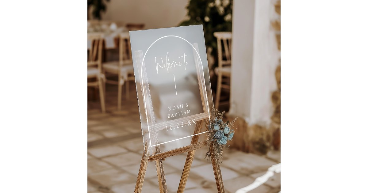 Elegant Custom Acrylic Baptism Sign Personalized | Zazzle