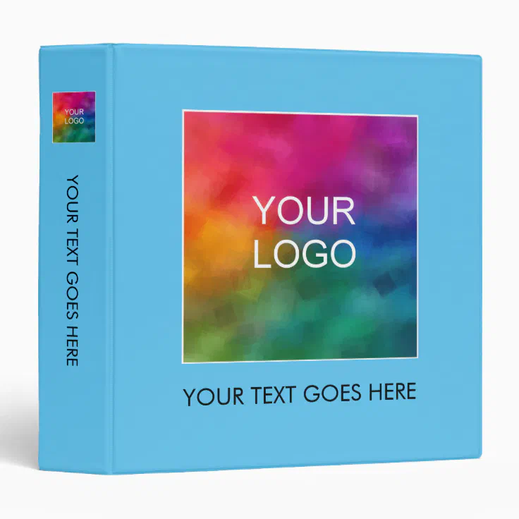 Elegant Custom Add Logo Here Elegant Sky Blue 3 Ring Binder | Zazzle