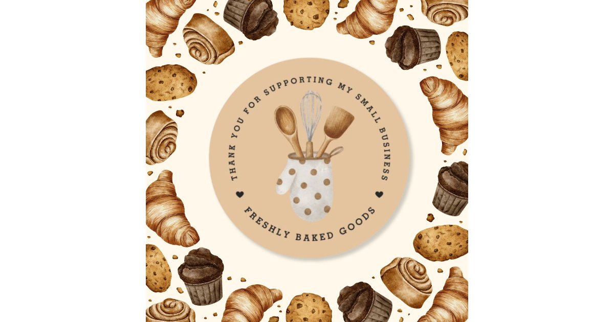 Elegant Custom Bakery Thank You Sticker | Zazzle