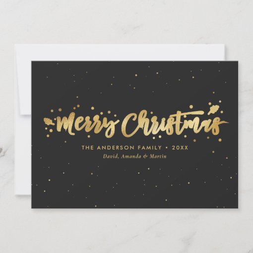 Elegant Custom Black and Gold Foil Christmas Cards | Zazzle
