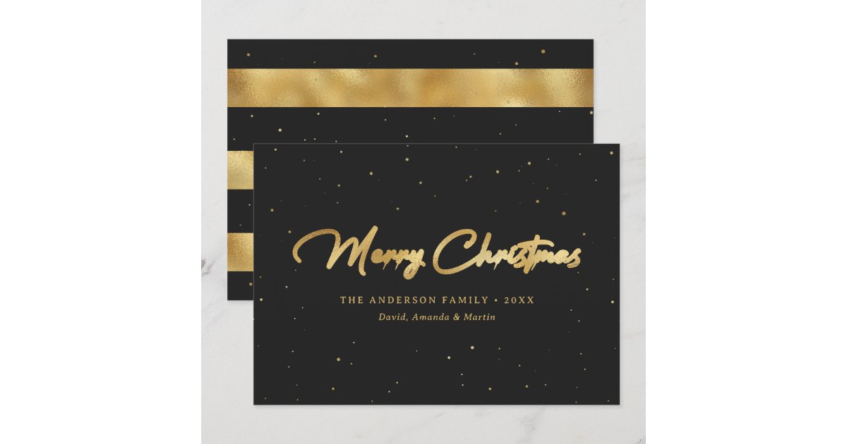 Elegant Custom Black and Gold Foil Christmas Cards | Zazzle