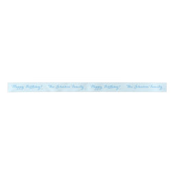 Elegant Custom Blue Name Happy Birthday Gift Wrap Satin Ribbon | Zazzle