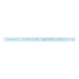 Elegant Custom Blue Name Happy Birthday Gift Wrap Satin Ribbon | Zazzle