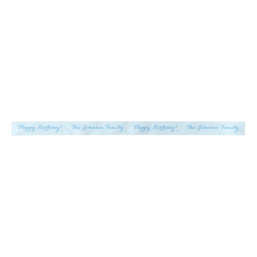 Elegant Custom Blue Name Happy Birthday Gift Wrap Satin Ribbon | Zazzle