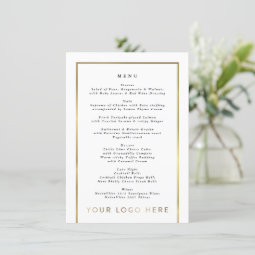 Elegant Custom Business Logo Gold Frame Menu | Zazzle