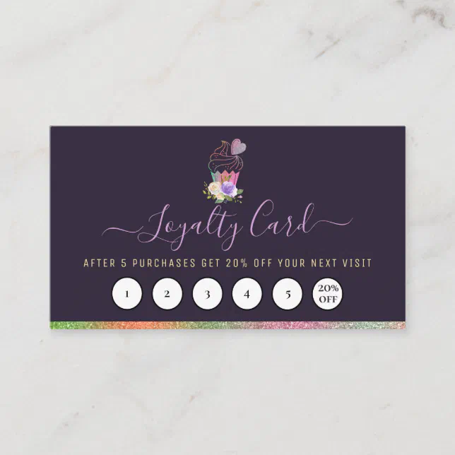 elegant custom cakery loyalty card | Zazzle