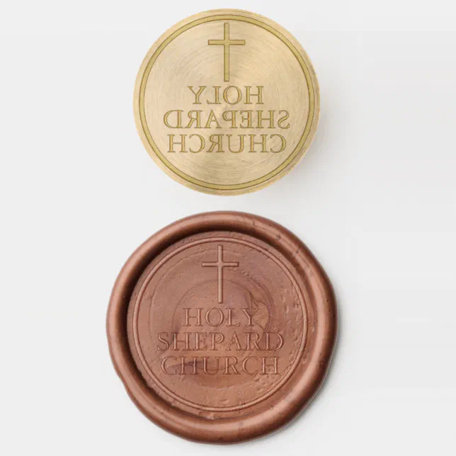 Elegant Custom Church Name Christian Cross Wax Seal Stamp | Zazzle