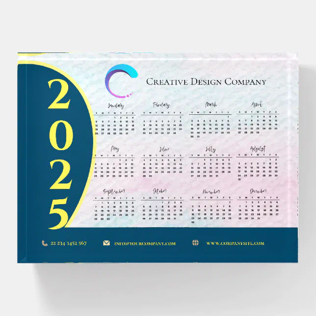 Elegant Custom Company Logo Year 2025 Calendar Paperweight | Zazzle
